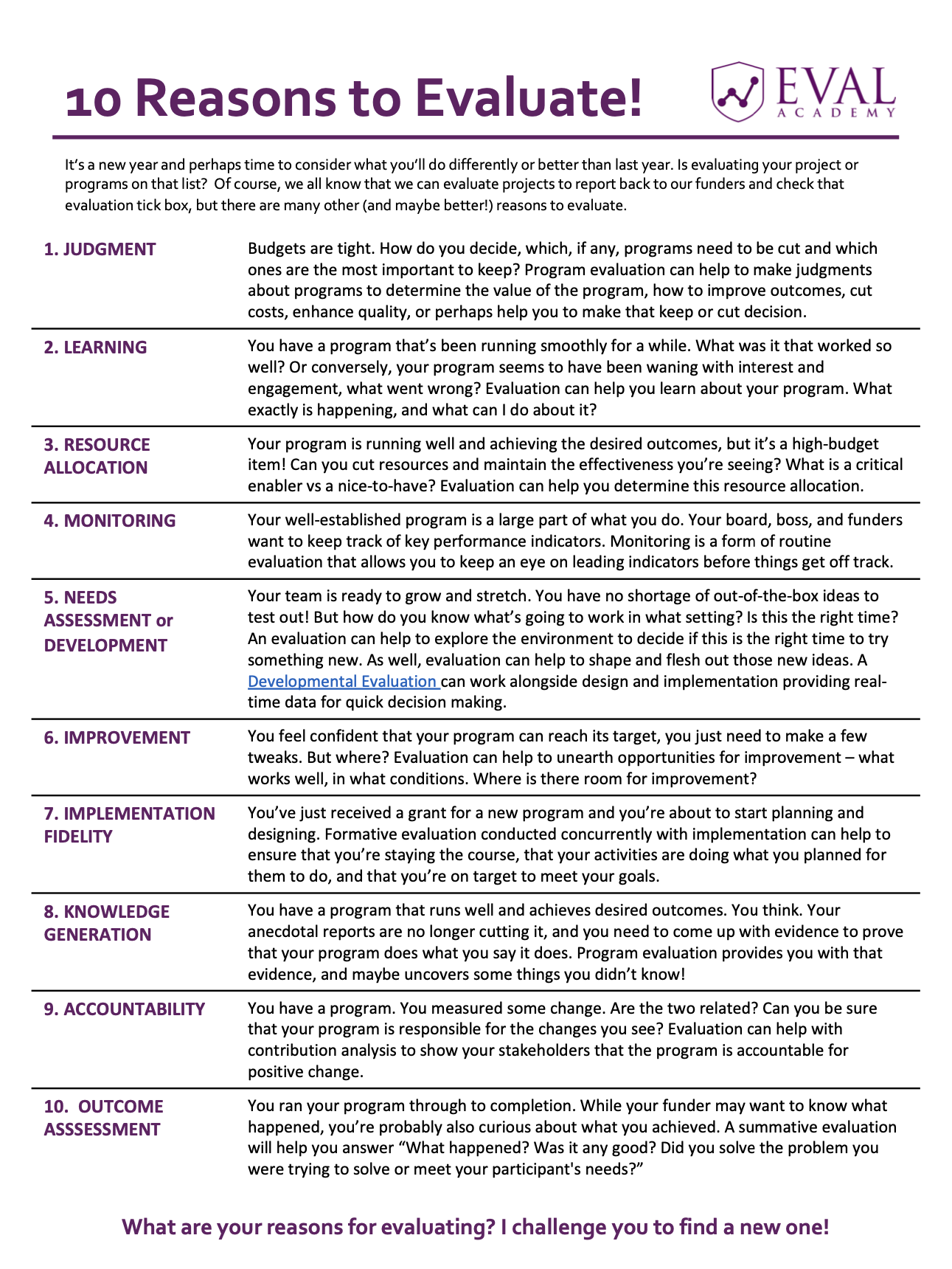10 reasons to evaluate! — Eval Academy